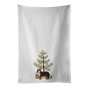 Caroline's Treasures CK3804WTKT Bernedoodle Christmas Tree White Kitchen Towel Set of 2 Dish Towels Decorative Bathroom Hand Towel for Hand, Face, Hair, Yoga, Tea, Dishcloth, 19 X 25, White