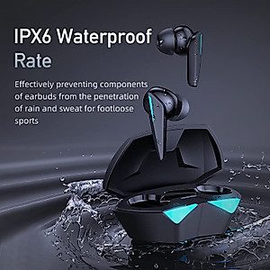 Wireless Gaming Earbuds with Blue Breathing Lights, 65ms Ultra-Low Latency Bluetooth Earbuds, Bluetooth 5.3 chip Dual Modes(Game/Music), HiFi Bass Surround Stereo Sound, 35Hours Playtime(White)