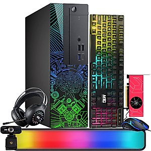 Lumos 8 Gaming Desktop PC, Intel Core i5 7th Gen, AMD RX 6400 4GB DDR6, 16GB RAM, 256GB SSD + 2TB HDD, PCI-E Bluetooth | Wi-Fi, RGB Kit, Win 10 Pro (Renewed)