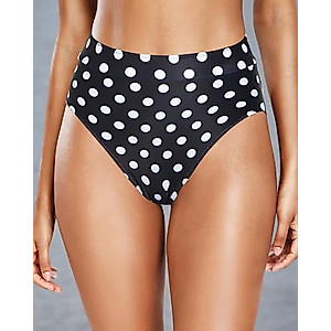 Holipick Women Polka Dot High Waisted Bathing Suit Bottoms Tummy Control Bikini Bottom Swimsuit High Cut Swim Bottom M