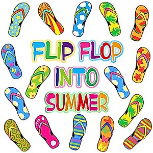 Flip Flop Accents Colorful Flip Flop Cutouts Summer Bulletin Board Wall Decor Hawaiian Beach Pool Party Cutouts with Glue Point Dots for Classroom Party Decoration (120 Pieces)