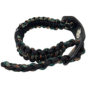 Ten Point Gear Bow Archery Wrist Sling 550 Paracord - Survival Hunting Shooting - Durable Leather with Metal Grommet (Multiple Color Options) (Woodland Camo)