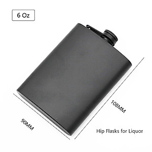COOAK 3 Pack Hip Flasks for Liquor, Stainless Steel Leakproof Thin Flasks, 6 Oz, 8 Oz, 12 Oz with Funnel（Black）