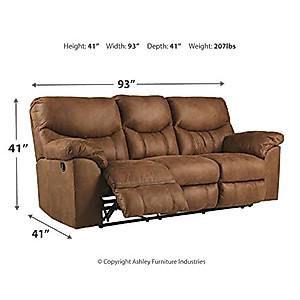 Signature Design by Ashley Boxberg Oversized Faux Leather Manual Pull Tab Reclining Sofa, Brown