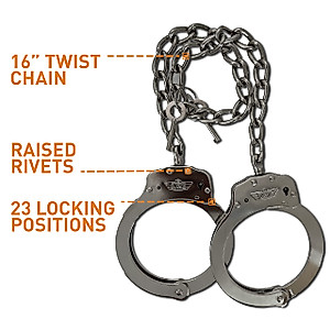 Campco UZI-HC-LEG 16-Inch Twist Chain Double Lock Leg Irons, Silver