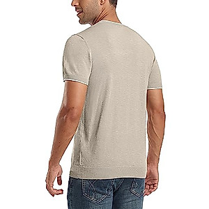 Sailwind Mens Linen Knit T-Shirt Short Sleeve Crew Neck Contrast Trim Tee Shirt