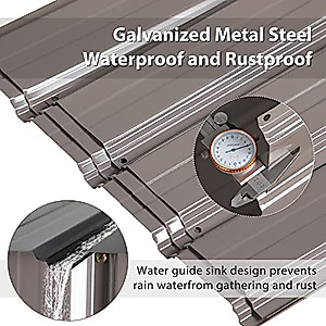 Verano Garden 8'x6' Outdoor Storage Shed, Galvanized Metal Steel Garden Shed,Double Door W/Lock, Bike Storage for Backyard, Patio, Lawn