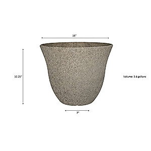 Classic Home and Garden Honeysuckle Resin Flower Pot Planter, Stone Grey, 15"