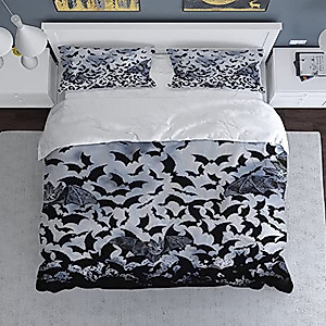 Duvet Cover Sets California King -Swarms of Bats-Bedding Comforter Set Breathable SetsSoft Microfiber 3 Pcs