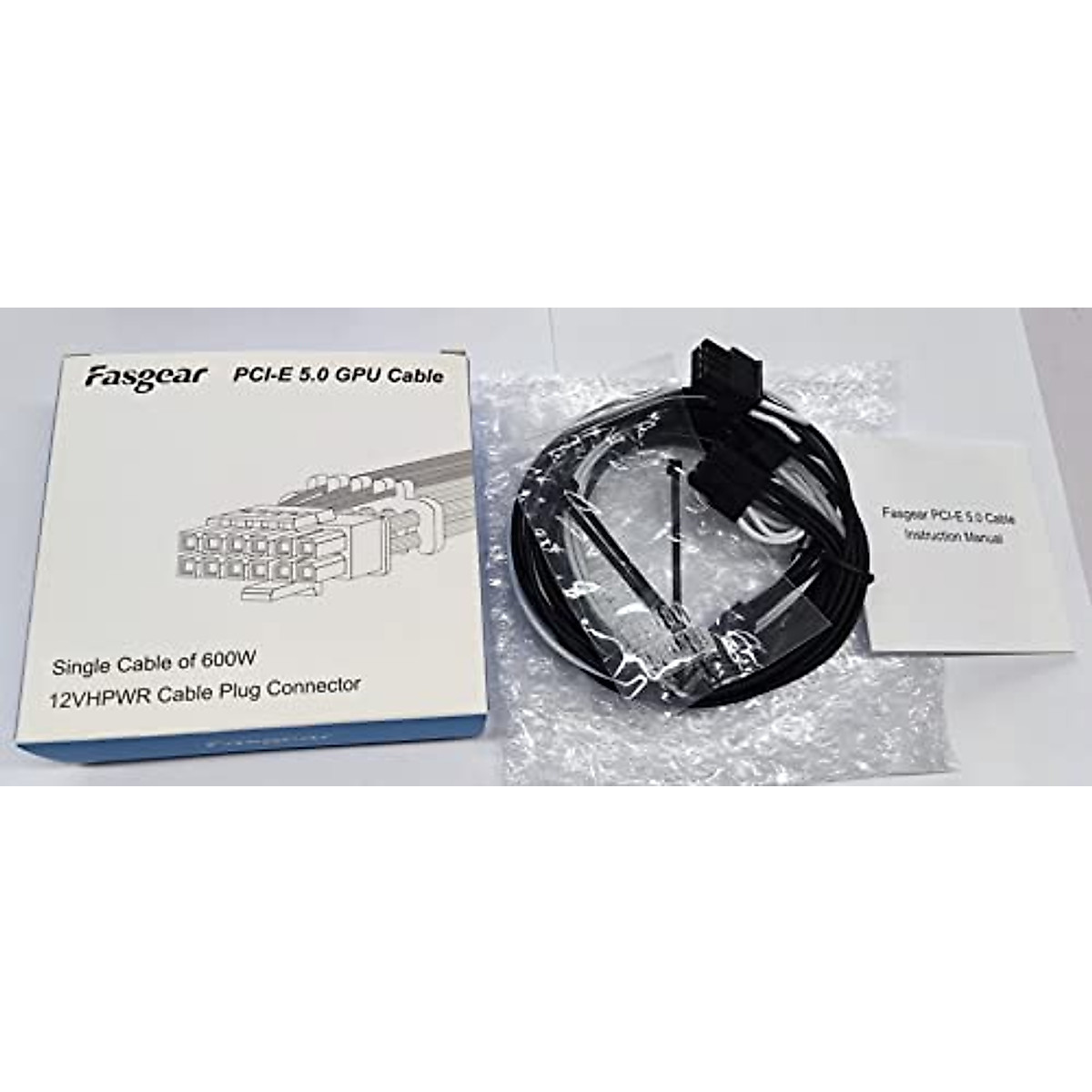 Fasgear PCIe 5.0 GPU Power Cable Sleeved 70cm, 16pin (12+4) 12VHPWR Connector for RTX 3090 Ti 4070Ti 4080 4090, 3x8pin(6+2) PCI-e Male Plugs Compatible for ASUS EVGA Seasonic Modular Power Supply