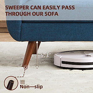 Tbfit 65" W Loveseat Sofa, Mid Century Modern Decor Love Seat Sofas and Couches for Living Room, Button Tufted Upholstered Small Couch for Bedroom, Solid and Easy to Install Love Seats Furniture, Blue