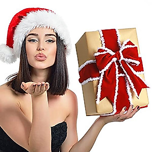 2 Rolls Christmas Velvet Decorative Ribbons Rolls Craft DIY Ribbon Fabric Cloth Ribbon Wire Edge Ribbons for Craft Christmas Holiday Decoration(2.5 Inch x 6 Yard,Red)