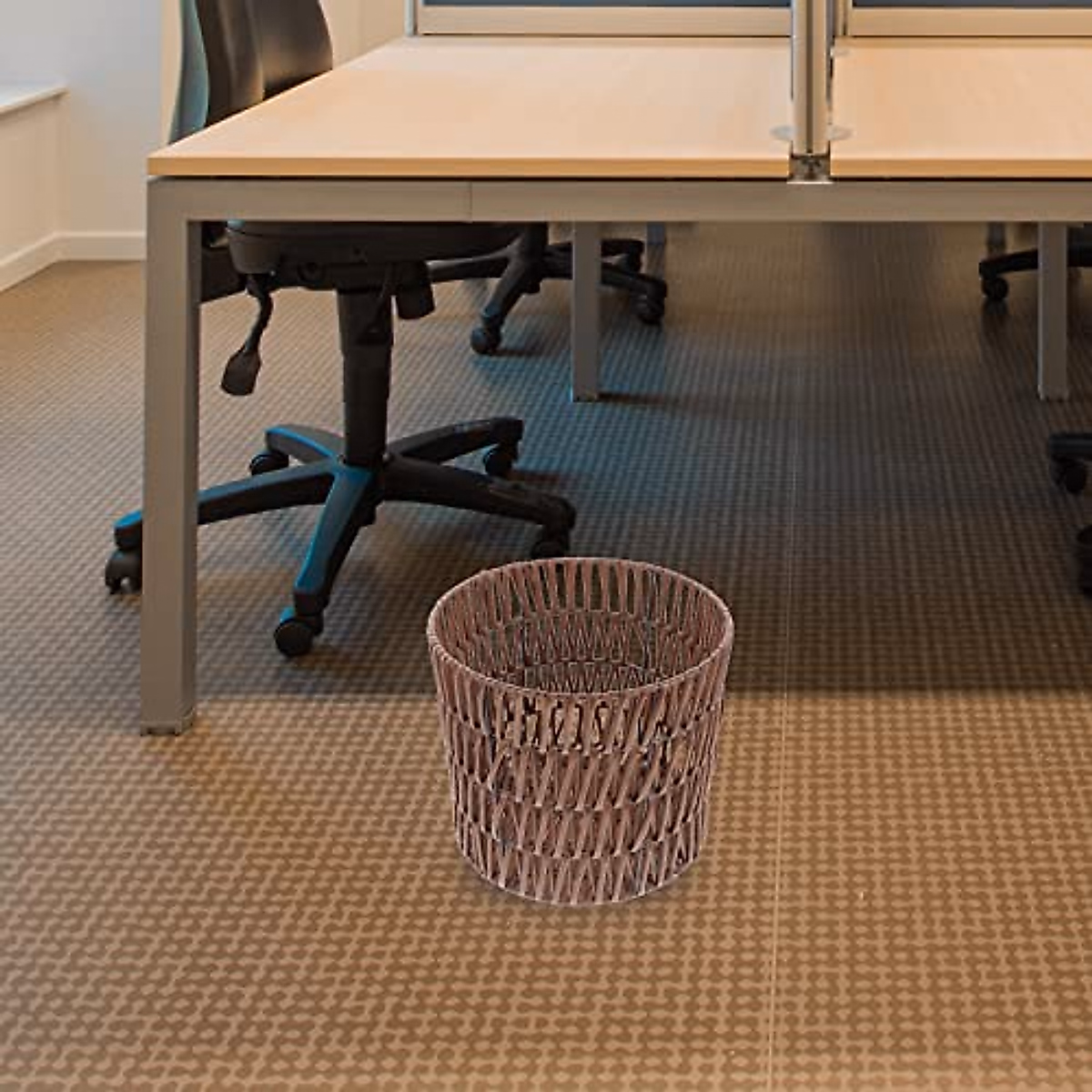 Gatuida Small Woven Basket Trash Can Wastebasket Round Wicker Waste Paper Bin Storage Basket for Bedroom, Bathroom, Office(Brown)