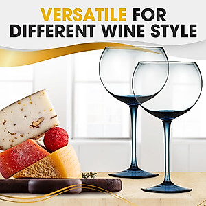 BERKWARE Colored Red Wine Glasses Set of 2 - Elegant Oversized Wine Glass - 18.7oz (Blue)