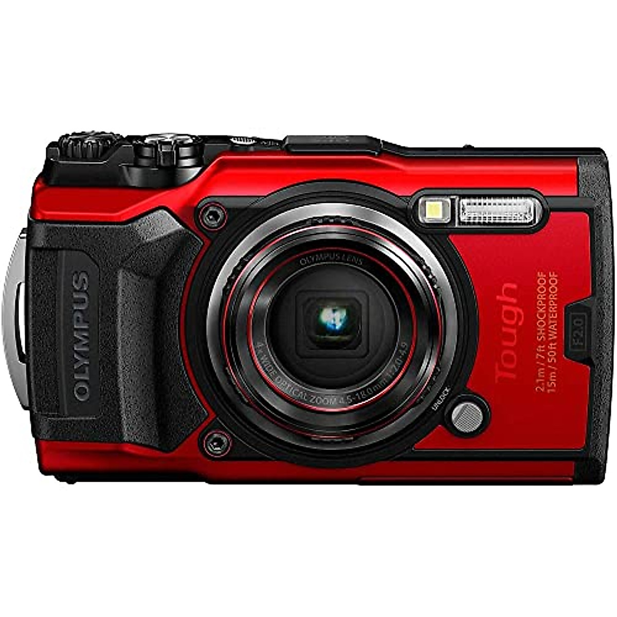 Olympus Tough TG-6 Waterproof Camera (Red) - Top KnotchBundle + Sandisk 128GB Ultra Memory Card + Padded Case + Flex Tripod + Photo Software Suite + More