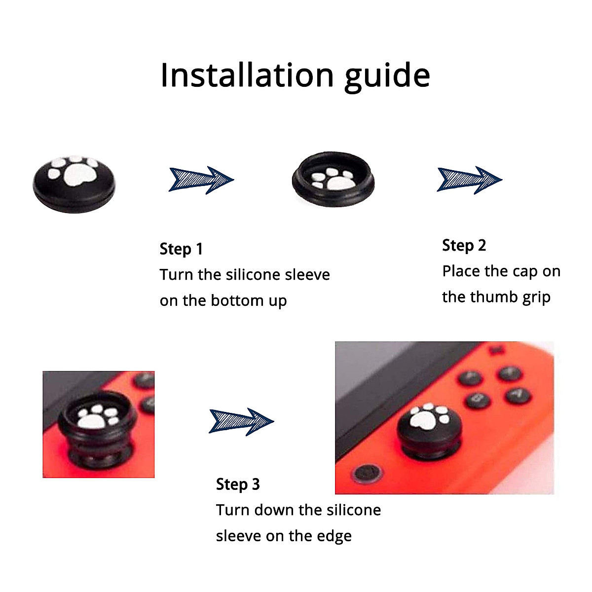 Ferkurn Switch Thumb Caps for Switch Joy-con Grip Switch Lite Thumb Grips, Joycon Joystick Caps Analog Cat Paw Grip Button Cap Joycon Cover Controller Accessories Skin Thumbstick Grip