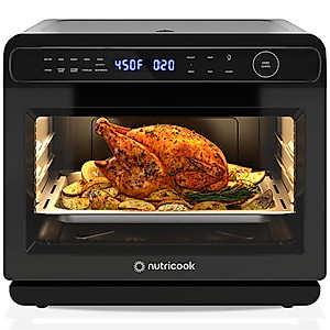 Nutricook Steami 11-in-1 Convection Air Fryer, 25QT Countertop Oven for Baking, Roast, Steam, Dehydrate, Pizza - Convection Oven with Accessories for Healthy Cooking Stainless Steel