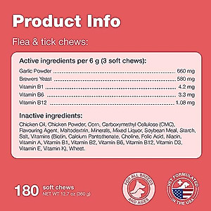 CHEWIA Flea & Tick Prevention Chews for Dogs - 180 Soft Duck Flavor Chews - Natural Dog Flea and Tick Supplement - Flea and Tick Prevention Pet Supplies for Dogs of All Breeds, Ages & Sizes