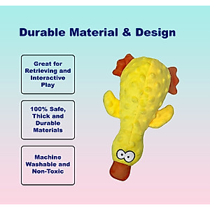 SHAGGYTAILVILLAGE Squeaky Duck Dog Toy for Small, Medium and Large Dogs, Durable Interactive Dog Toys to Keep Them Busy, Soft Crinkle Plush Puppy Chew Toys Teething and Boredom (Mr. Ducky Yellow 1PC)