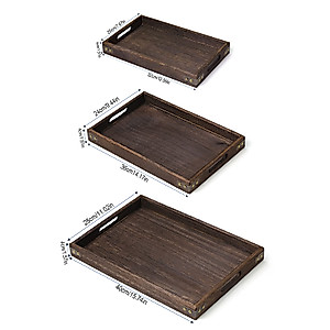 Ochine Rustic Wooden Serving Trays Bamboo Serving Tray Wood Serving Tray with Handles Rectangular Wooden Breakfast Tray Ottoman Tray Multipurpose Trays for Breakfast, Coffee Table/Butler & More
