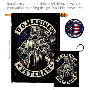 USBrotherhood Marines Veteran Garden Flag - Armed Forces Marine Corps USMC Semper Fi United State American Military Retire - House Decoration Banner Small Yard Gift Double-Sided Made in USA 13 X 18.5