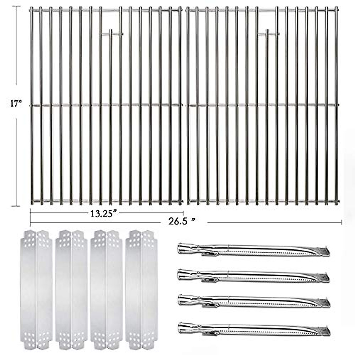 MikeGarden Replacement Parts for Nexgrill 720-0830H 720-0830D 720-0888N 720-0783E 720-0888 BHG 720-0783W 720-0783H Grill Master 720-0697 2 Pack Grill Grate 4 Pack Grill Burners and Heat Plates