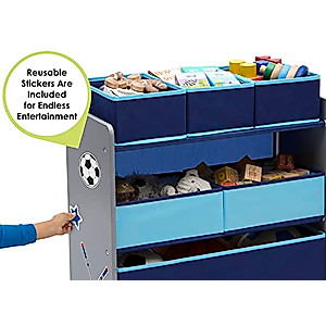 Delta Children Design and Store 6 Bin Toy Organizer, Grey/Blue