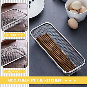 DOERDO Stainless Steel Utensil Holder Dish Drying Silverware Cutlery Basket for Kitchen Dining Picnics 12"x4.9"x2.2", Silver