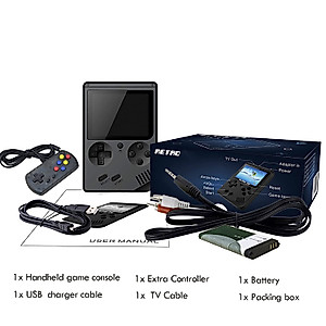 BYLGKE Handheld Games Electronic Games Console for Kids/Adults - 8 Bit 168 Classic Games 3 Inch Screen Retro Games Console with Controller for 2 Player on TV (Black)