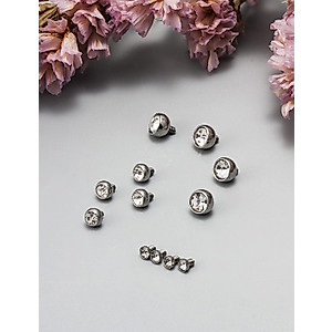 Vsnnsns Dermal Piercing Jewelry Kit, 12Pcs G23 Titanium Dermal Anchor Tops, Internally Threaded, 14G 1.6mm, 2/3/4mm, Clear CZ, for Women Men