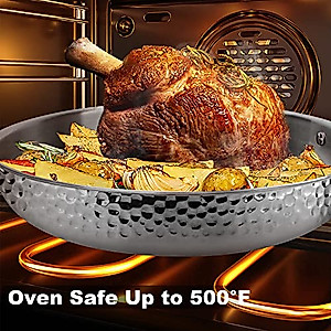 imarku Stainless Steel Pots and Pans Set, 14-Piece Tri-Ply Hammered Stainless Steel Cookware Set, Professional Induction Kitchen Cookware Sets, Oven Dishwasher Safe, Non Toxic PFAS Free, Silver