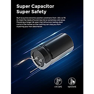 AZDOME 4K Dual Dash Cam, Built in WiFi GPS, with 64GB Card, Front 4K and Rear 1080P Car Dashboard Camera Recorder, 3.19" IPS, Night Vision, Capacitor, Parking Mode, Support 256GB Max M550-2CH