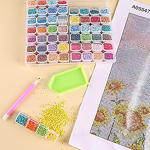 Quefe 168 Slots Diamond Painting Storage Containers, 3pcs 56 Grids Clear Diamond Painting Accessories and Tools Boxes Bead Organizers with Label Stickers for Diamond Art Embroidery Nail Accessories