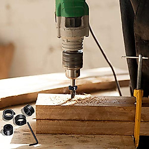 Depth Stop Drill Bit, 18 Piece Drill Stop Collar Set Positioner Ring and Hex Wrench (3mm, 4mm, 5mm, 6mm, 8mm, 10mm, 12mm, 16mm)