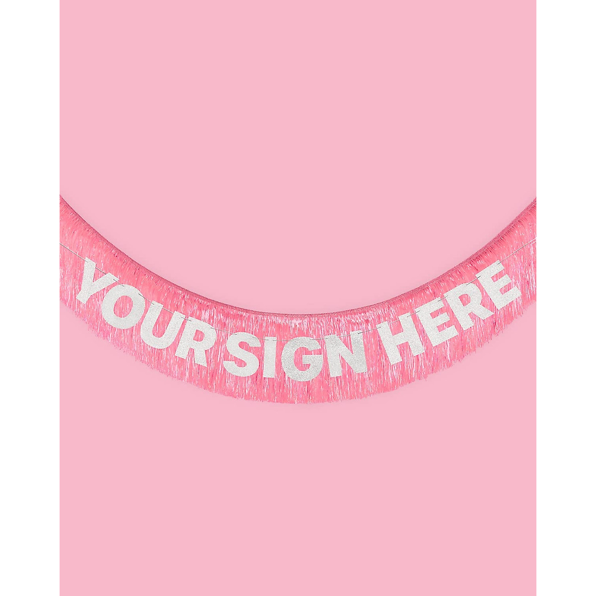 xo, Fetti Pink Iridescent Fringe Banner - 5 Ft. | Bachelorette Party Decorations, Birthday Party Decor, 21st Bday Decor, HBD, Photo Booth Banner Backdrop