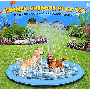 Splash Pad for Kids and Dogs, 95" Extra Large Splash Pad for Toddlers 1-3 and Kids Ages 4-8, Non Slip Thicken Sprinkler Dog Pool Summer Outdoor Water Toys for Backyard