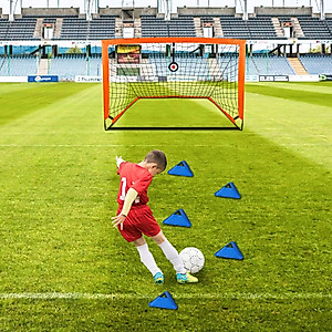 E-SDS Kids Soccer Goals for Backyard Training(Size 6'x4'), Portable Soccer Net Pop Up Soccer Goal Kits, Set of 2