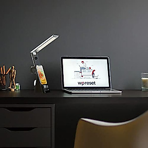 EzTechNest Desk Lamp – 3-in-1 Led Lamp with Built-in Wireless Phone Charger – Smart Desk Lamps for Home Office with Clock and Alarm Display – Dimmable Desk Lamp with Foldable Design