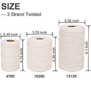 XKDOUS 476ft Butchers Twine, 100% Cotton Food Safe Cooking Twine Kitchen Twine String, 2mm Natural White Butcher Twine for Meat and Roasting, Trussing Poultry, Bakes Twine & Crafting