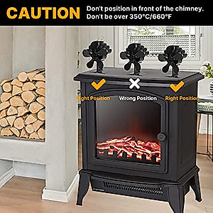 LerkeHony Wood Stove Fan Heat Powered, Fireplace Fan with Thermometer, Circulating Warm Air Saving Fuel Efficiently, for Wood/Log Burner/Fireplace, 5-Blade