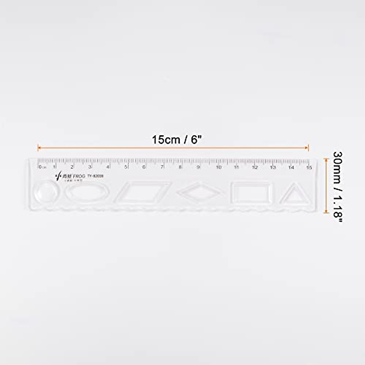 HARFINGTON 2pcs Straight Plastic Ruler 15cm Metric Plastic Clear Measuring Tool Hollow Design with Wavy Line for Classrooms Home Office, Transparent