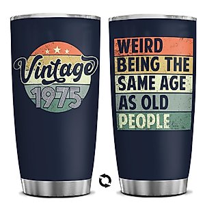 FROOBLEQUIRK 50 Years Old 1975 20 Oz Tumbler – 50th Birthday Gift for Men, Women, Mom, Dad, Wife, Husband, Grandpa, or Grandma, Funny 50-Year-Old Gift & Birthday Decoration