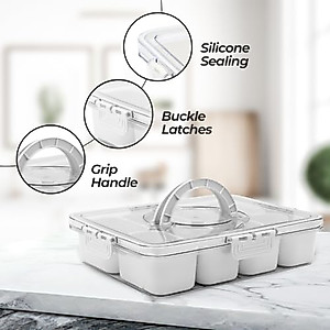 NEXUS2YOU Snack Box Divided Serving Tray with Lid & Handle Snackle Box Organizer Portable Charcuterie Container Food Storage Containers Veggies Fruit Nuts Candy Picnic (Pack of 2) 8 cup & 4 cup