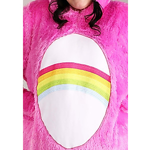 Fun Costumes Cheerful Care Bears Adult - Classic Costume, Fuzzy Halloween Jumpsuit - 3X-Large - Pink