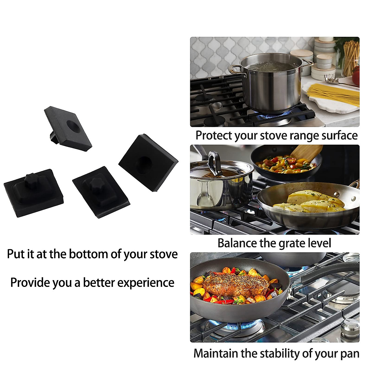 826885 Grate Rubber Feet Replacement for Wolf Range Stove Parts CG Series Gas Cooktop Grate Rubber Feet Wolf Range Grate Rubber Foot Stove Top Protector Burner Grate Pad replacement kit 4Pcs