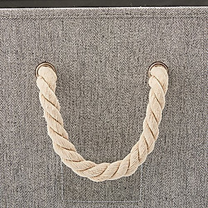 EZOWare Set of 3 Storage Baskets Cubes Bins with Cotton Rope Handle, Collapsible Boxes Organizer Container - Gray for Nursery toys Household items -13inch