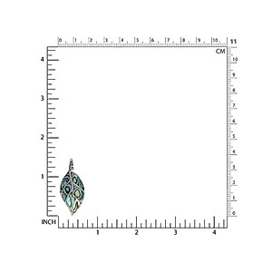 Silvershake Abalone Paua Shell Inlay White Gold Plated 925 Sterling Silver Leaf Pendant