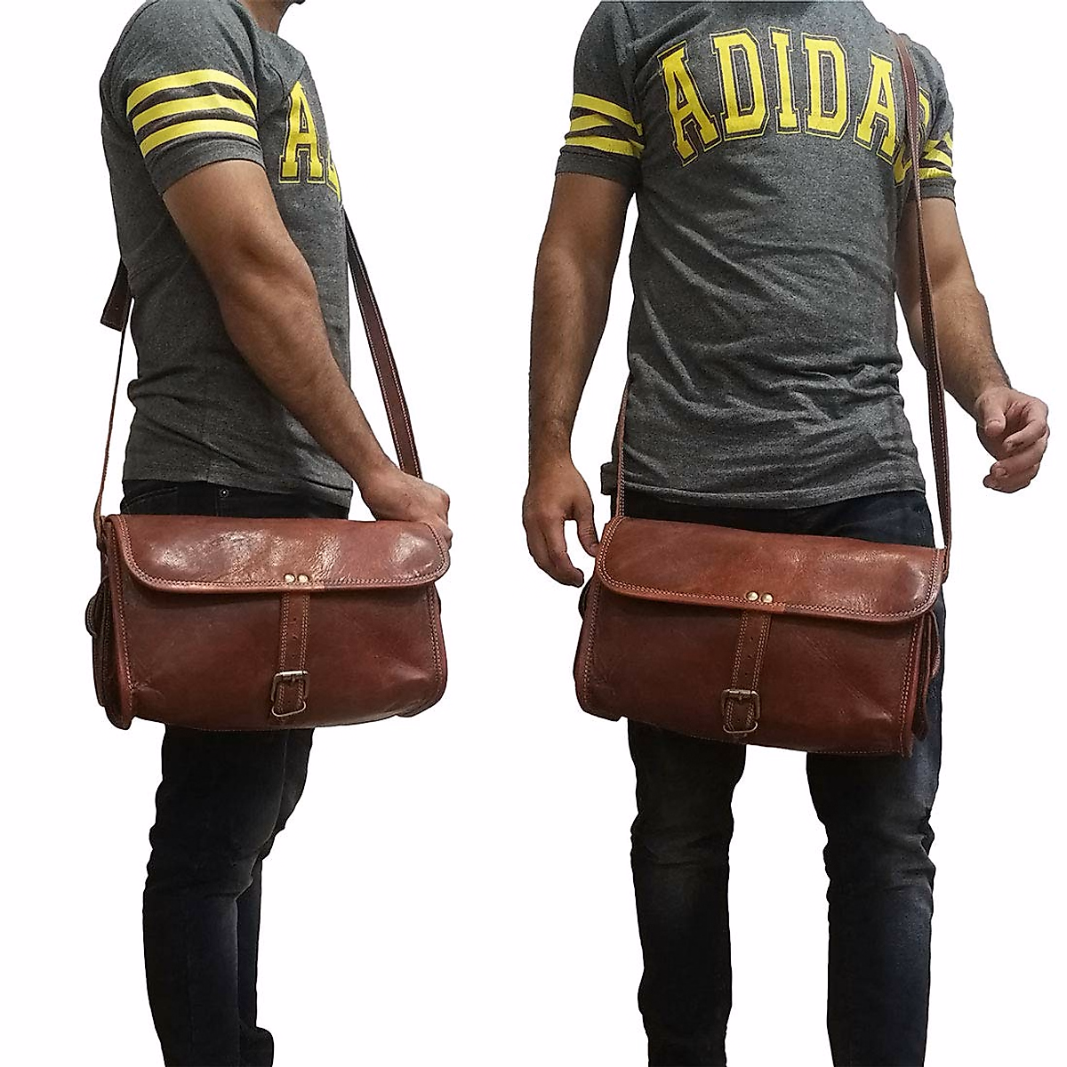 Madosh, Men's Genuine Leather Duffle Camera Bag Shoulder Crossbody Gym Sports Handmade Bag