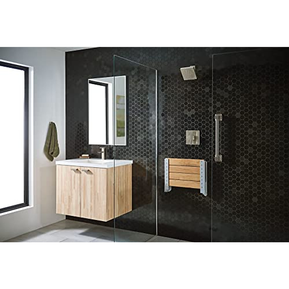 Moen 90 Degree Brushed Nickel Posi-Temp Modern Shower Trim Kit, Valve Required, TS2712BN