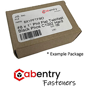 Cabentry Brand | Wood Screws | Flat Head with Nibs | Phillips Square Drive | #8 | 1 1/4 Inch | Deep Thread | Type 17 Point | Black Phospate Finish | 100 Pack